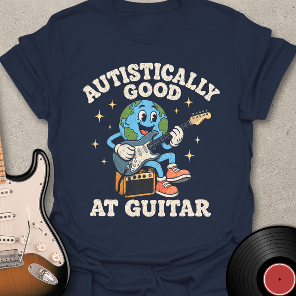 Autistically Good At Guitar Funny Autism Guitar Player Graphic T-Shirt ...